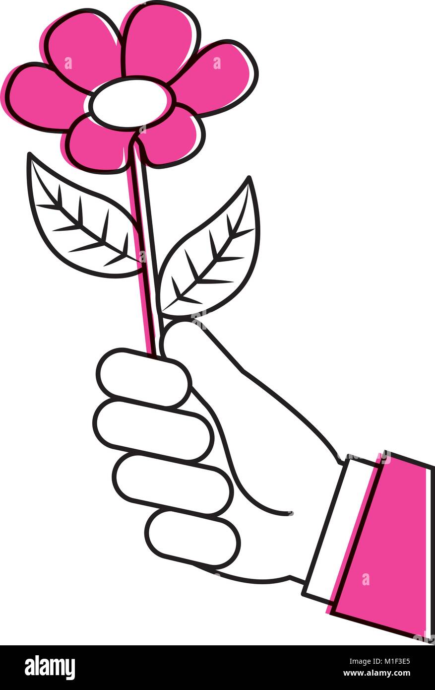 hand holding beautiful flower nature Stock Vector Image & Art - Alamy