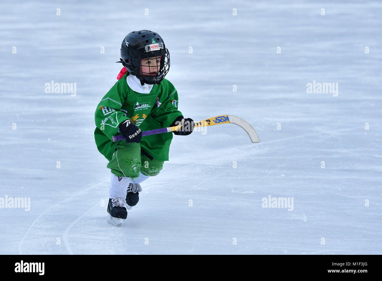 A local bandy Hockey game takes place at Vasaparken in Stockholm ahead ...