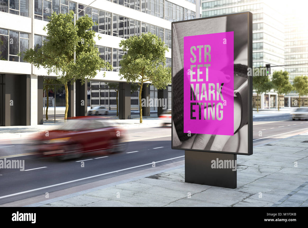 3d rendering street marketing poster on the city Stock Photo - Alamy