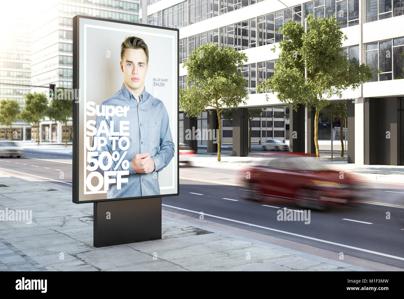 3d rendering fashion advertising poster on the city Stock Photo - Alamy