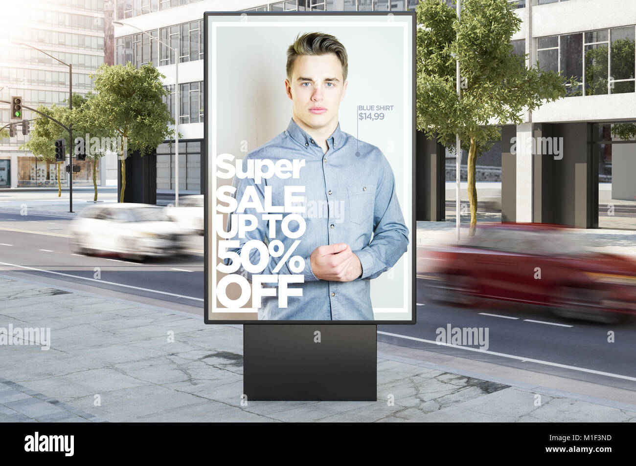 billboard on city street fashion advertising 3d rendering Stock Photo ...