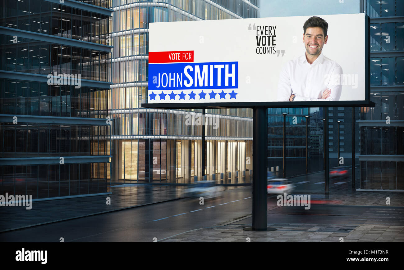3d rendering of political marketing billboard on street mockup Stock ...