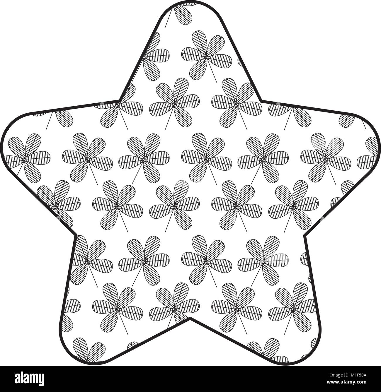 cute star pattern flower stem spring decoration Stock Vector Image ...