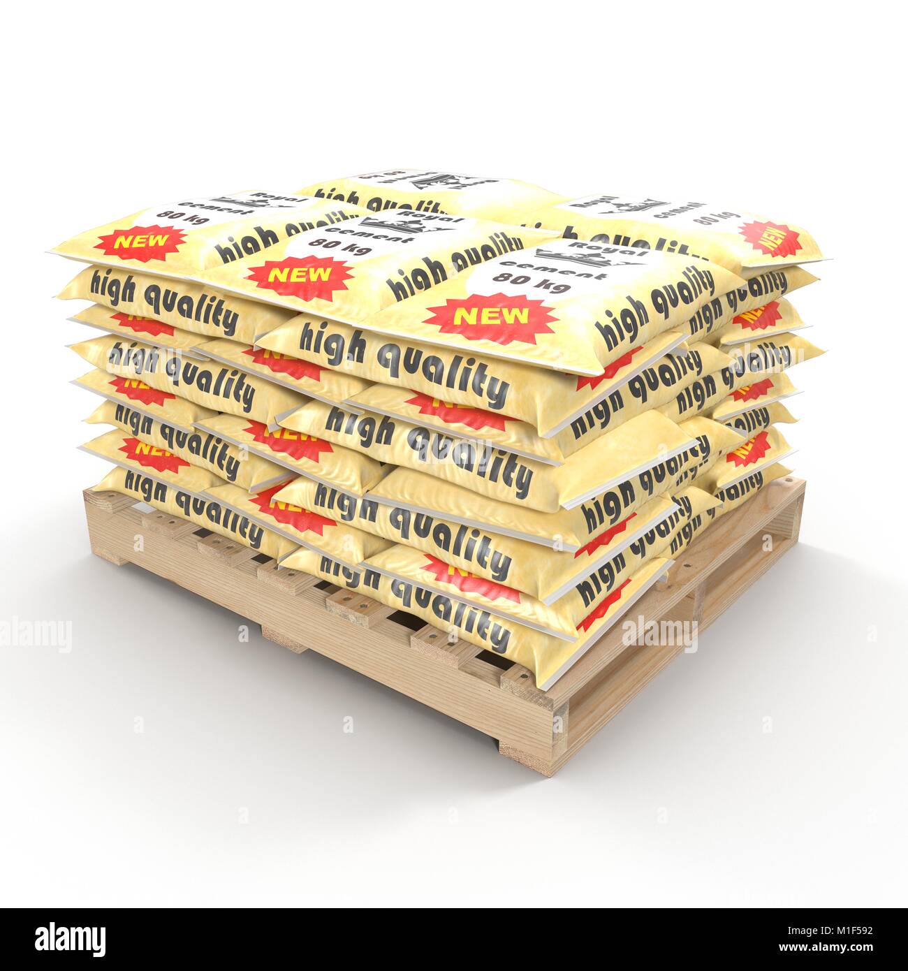 construction materials on palette on white. 3D illustration Stock Photo ...