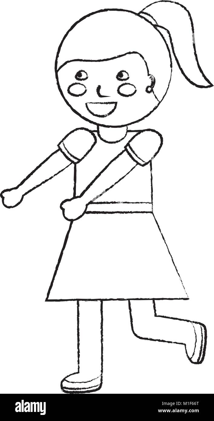 Cute Little Girl Outline Drawing Stock Vector Images Alamy, 44% OFF