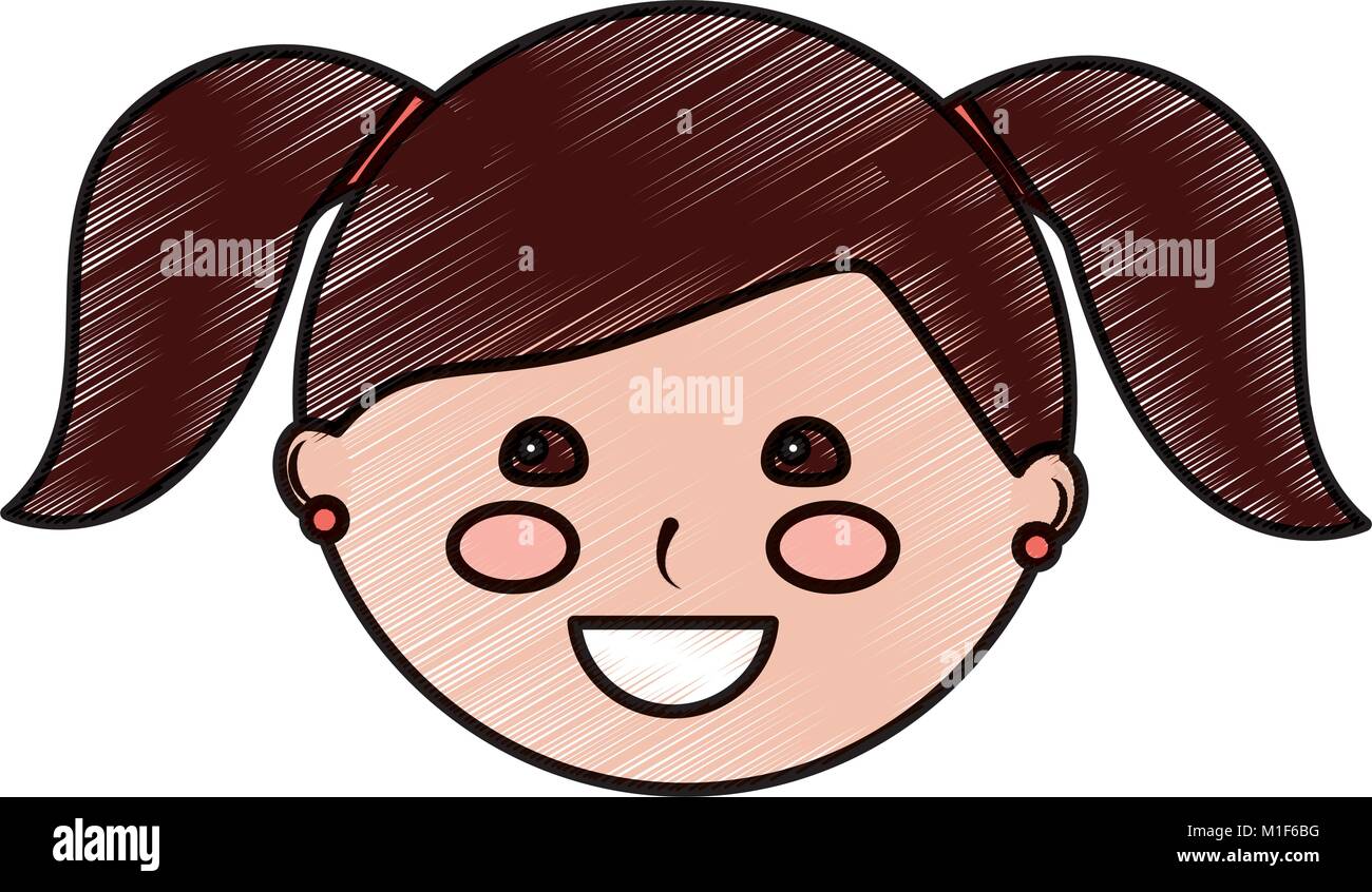young cute girl face happy character Stock Vector Image & Art - Alamy