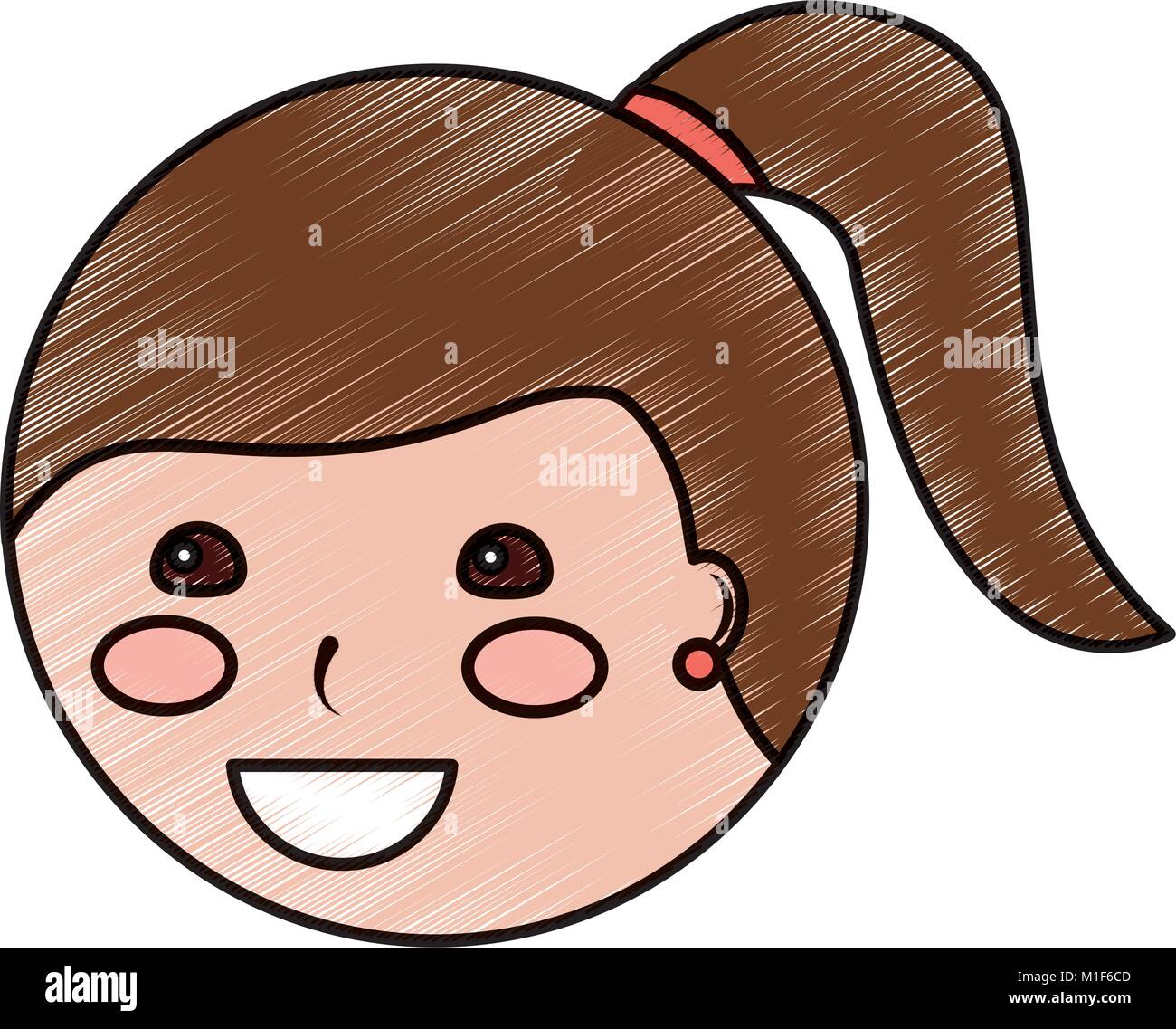young cute girl face happy character Stock Vector Image & Art - Alamy
