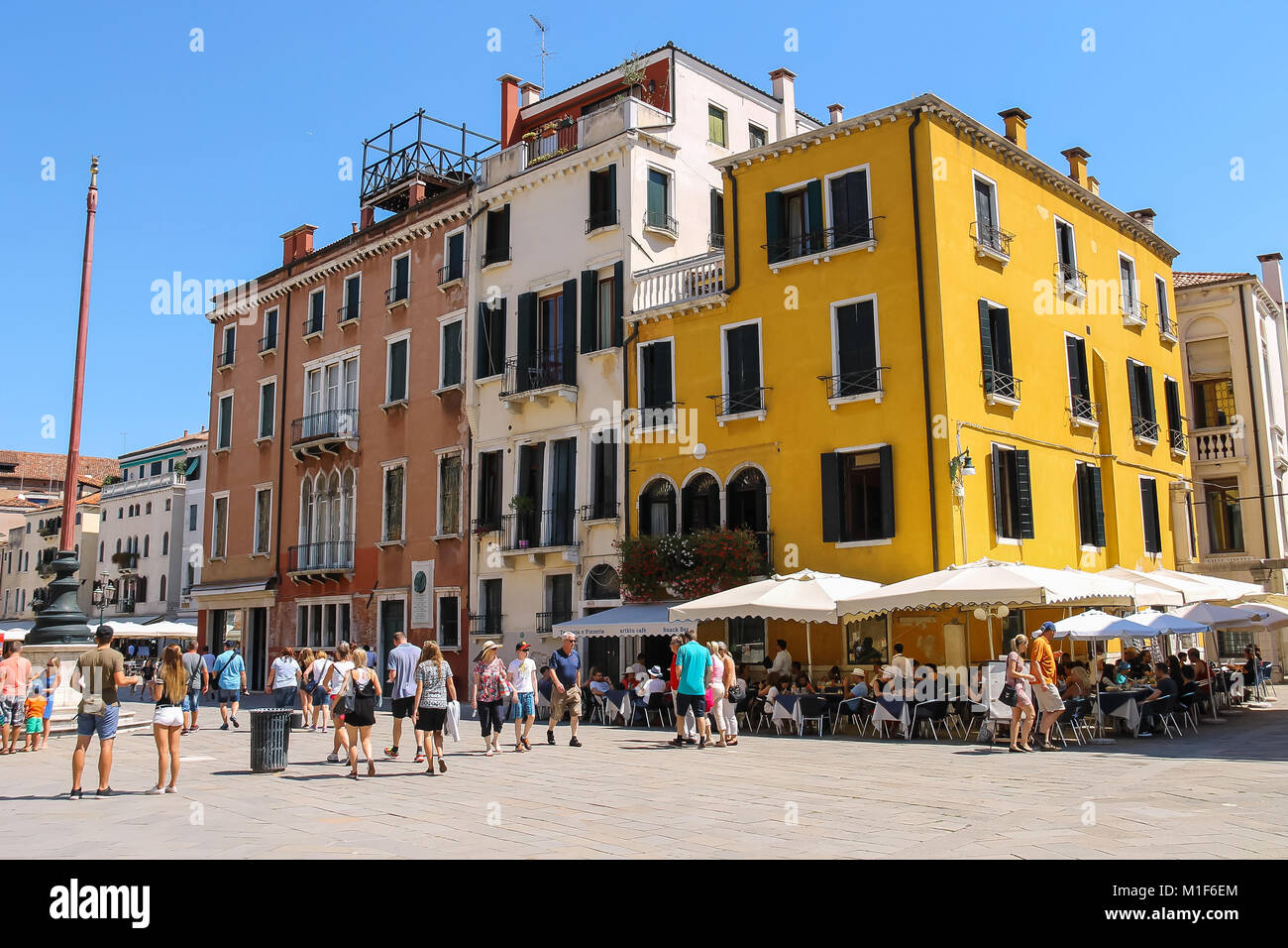 Venice, Italy - August 13, 2016: Tourists walking on St. Stephen's ...