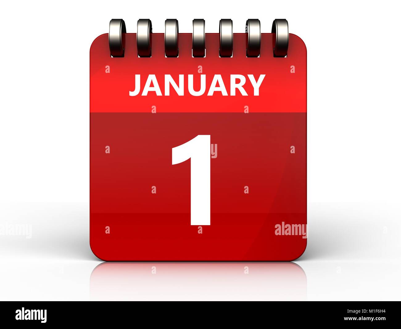 3d illustration of january 1 calendar over white background Stock Photo ...