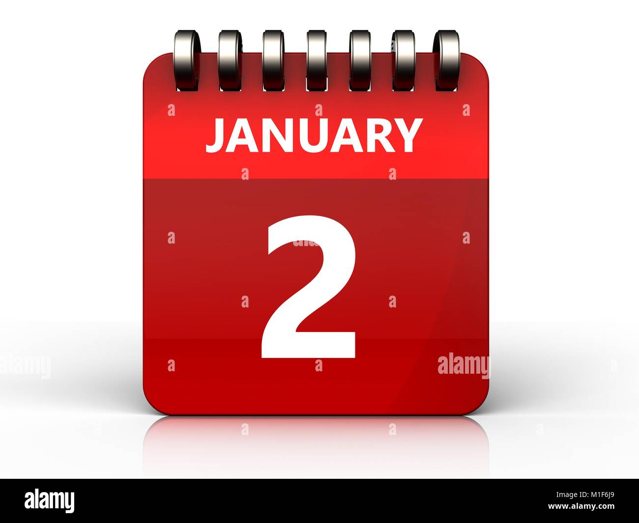 3d illustration of january 2 calendar over white background Stock Photo ...