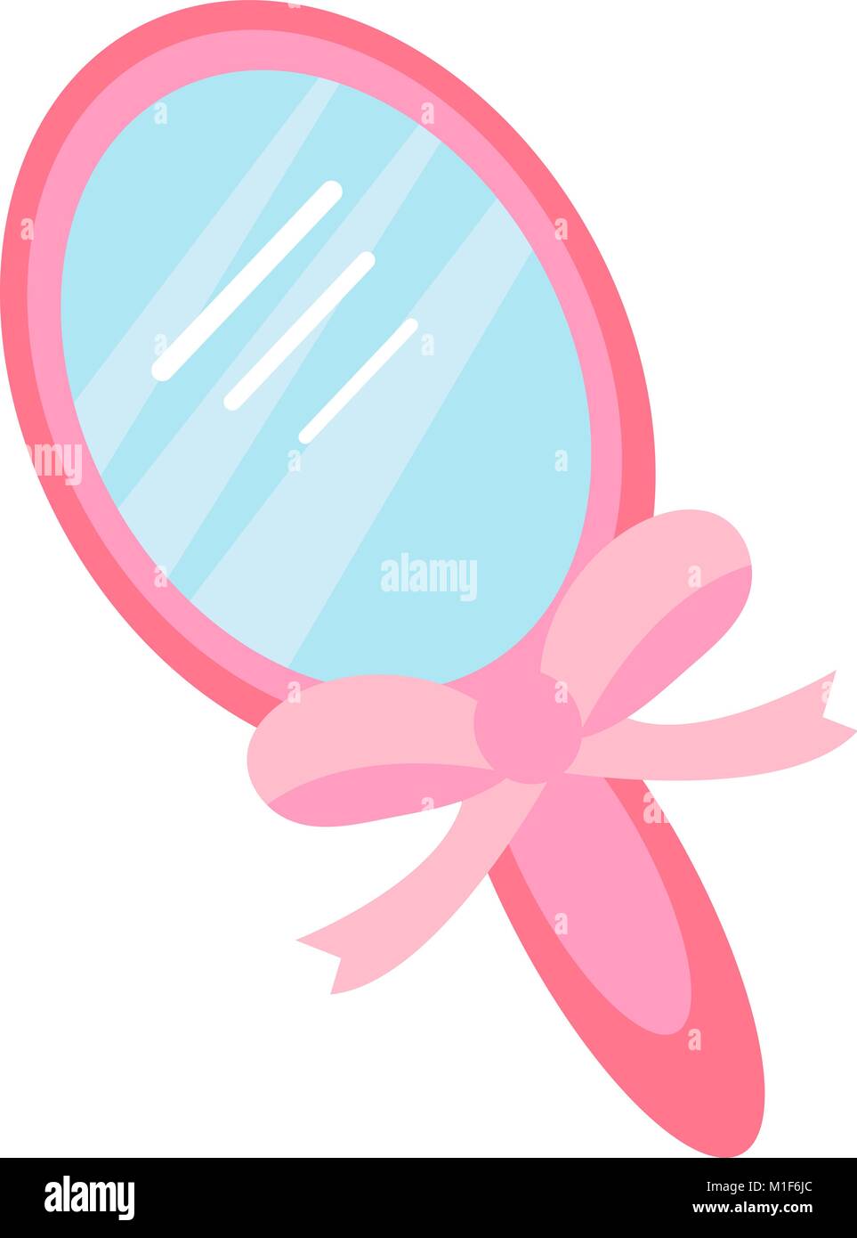 Pink mirror icon, flat, cartoon style. Isolated on white background ...