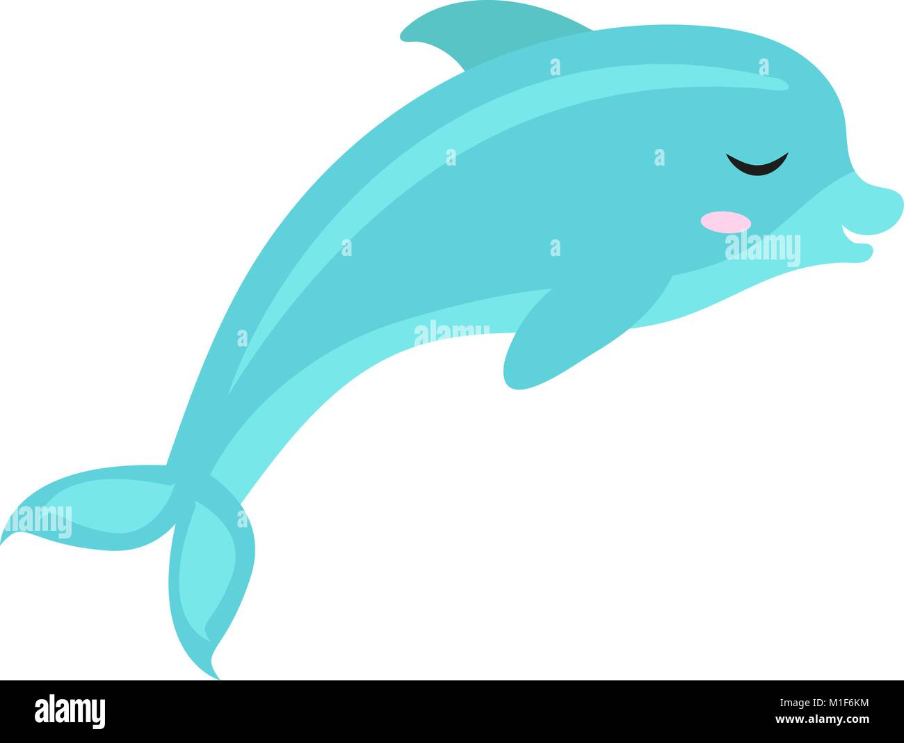 Cute dolphin icon, flat, cartoon style. Isolated on white background ...