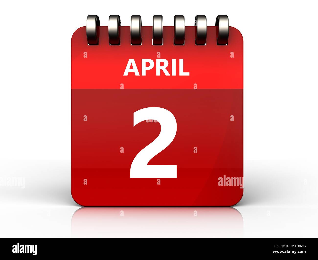 3d illustration of april 2 calendar over white background Stock Photo ...