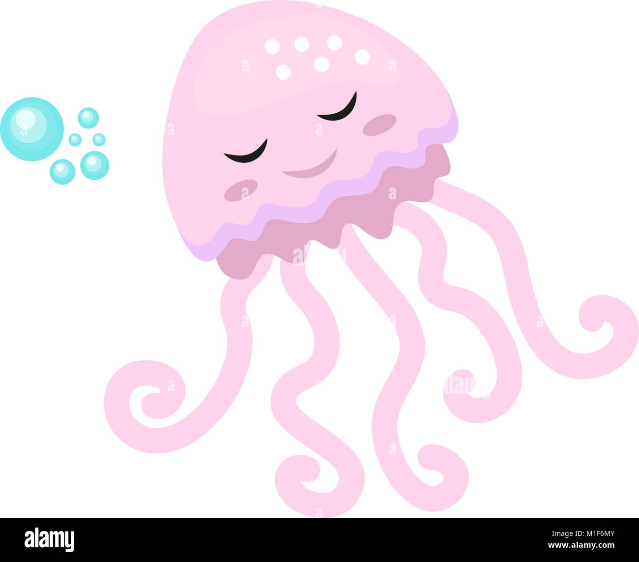Cute jellyfish icon flat, cartoon style. Isolated on white background ...