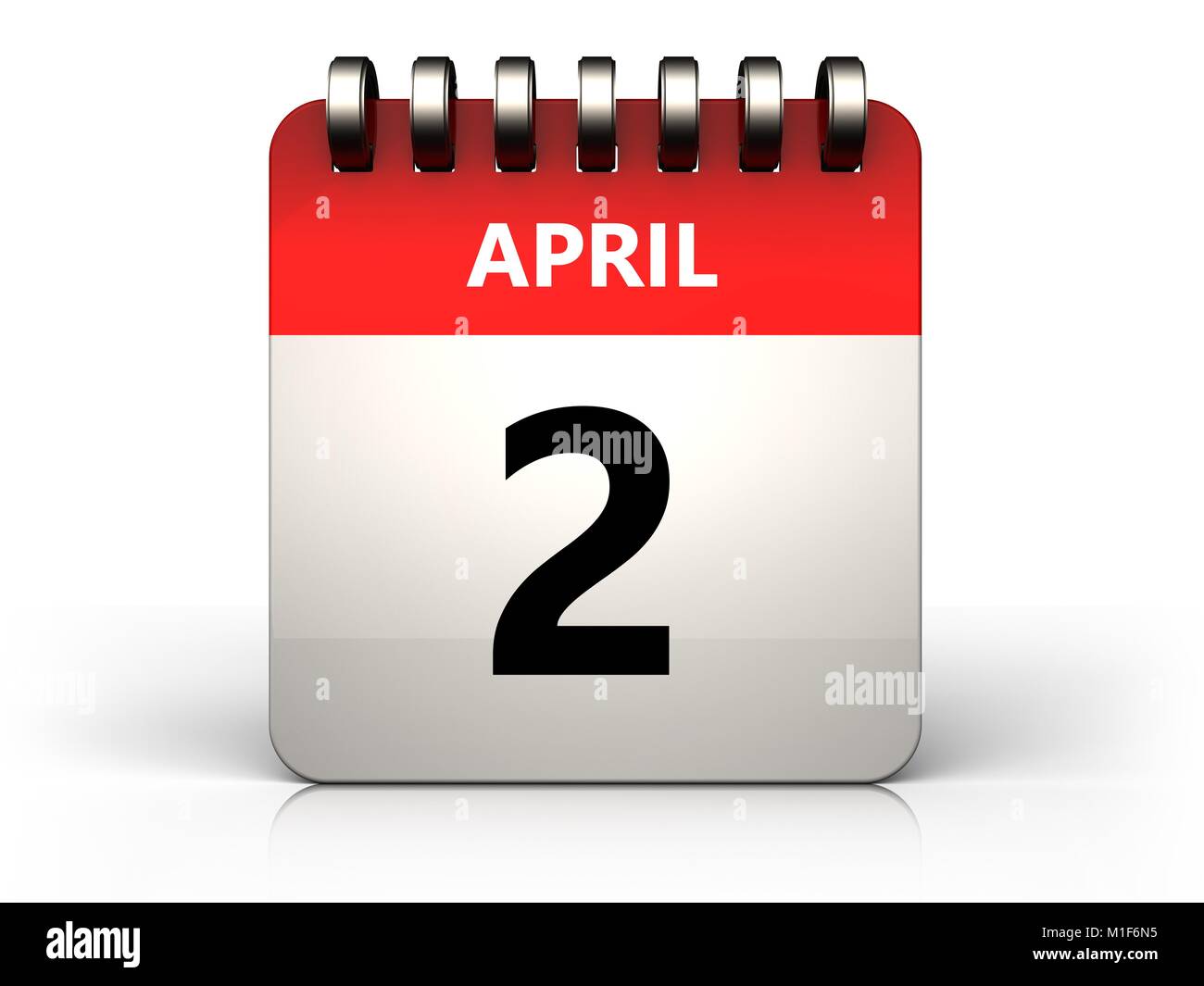 3d illustration of 2 april calendar over white background Stock Photo ...