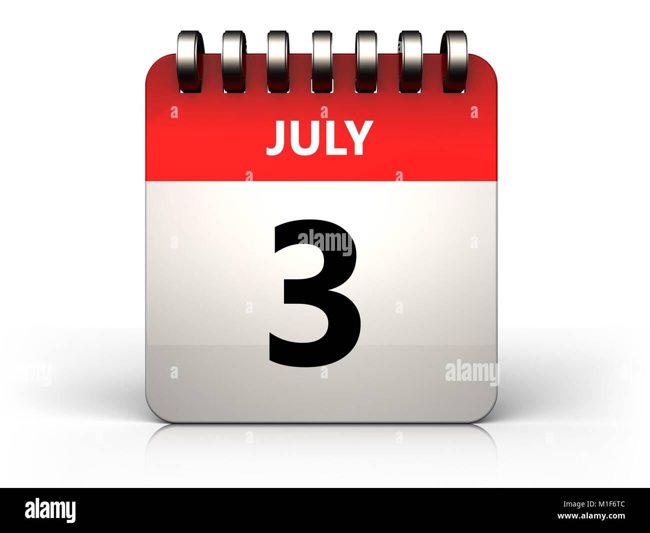 3d illustration of 3 july calendar over white background Stock Photo ...