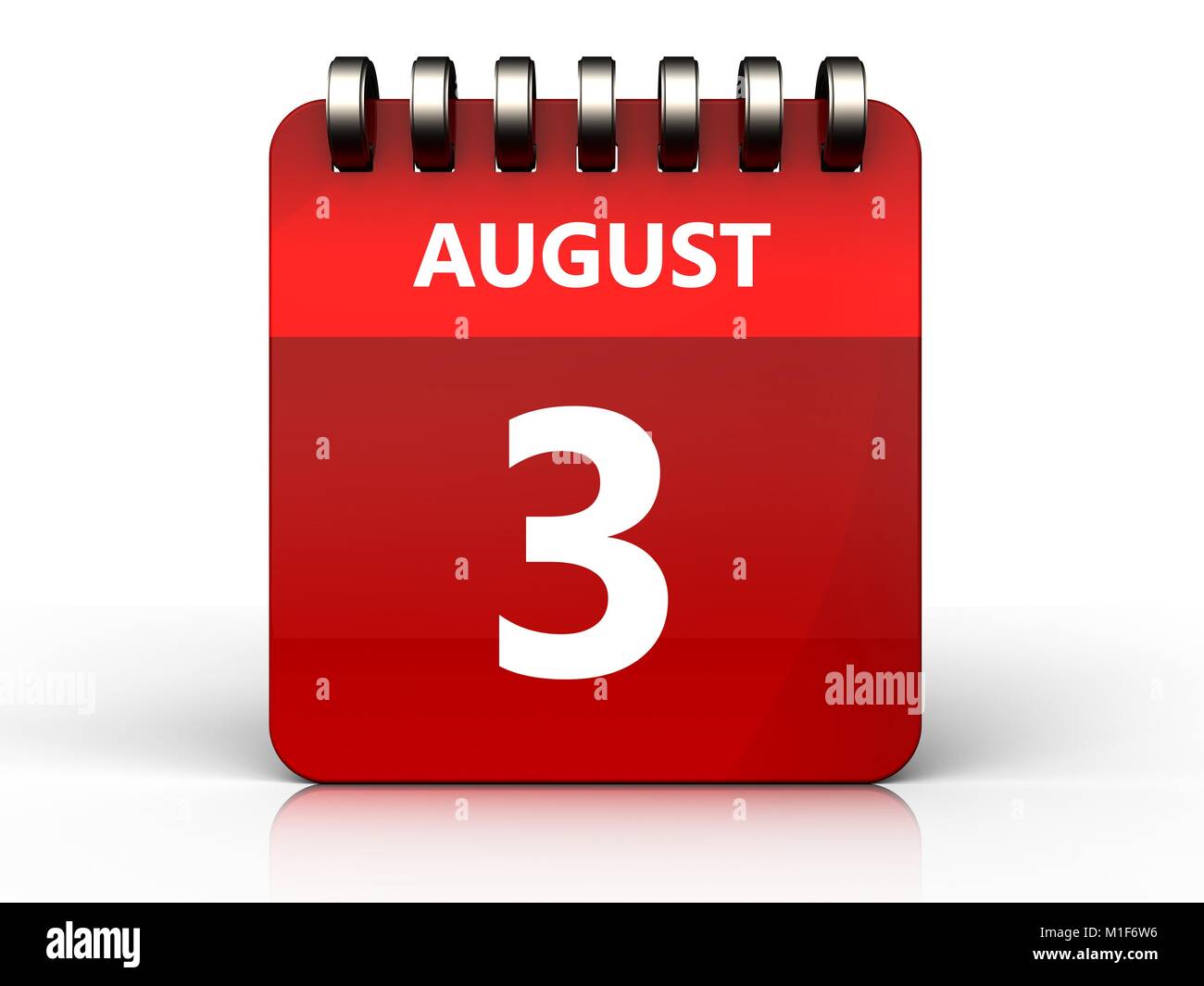 3d illustration of august 3 calendar over white background Stock Photo ...