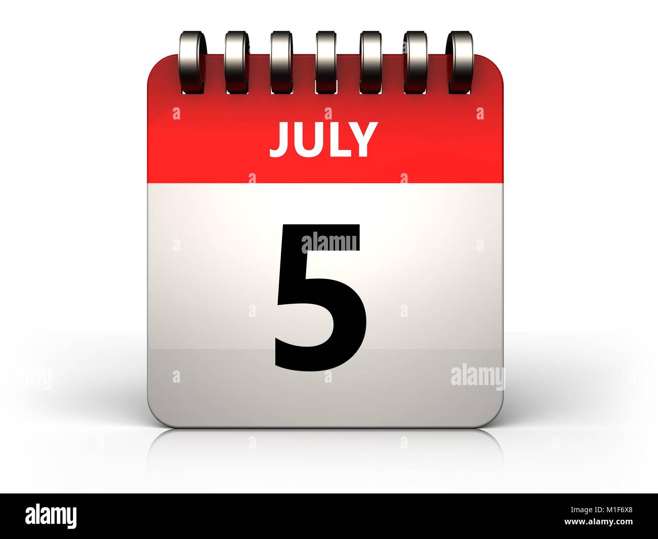 3d illustration of 5 july calendar over white background Stock Photo ...