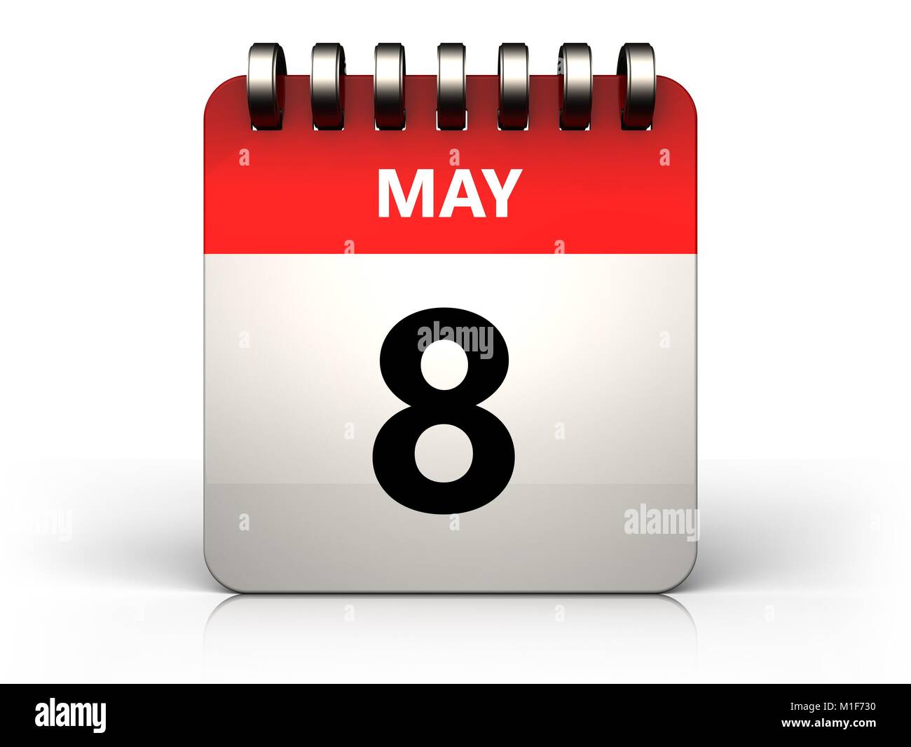 3d illustration of 8 may calendar over white background Stock Photo - Alamy