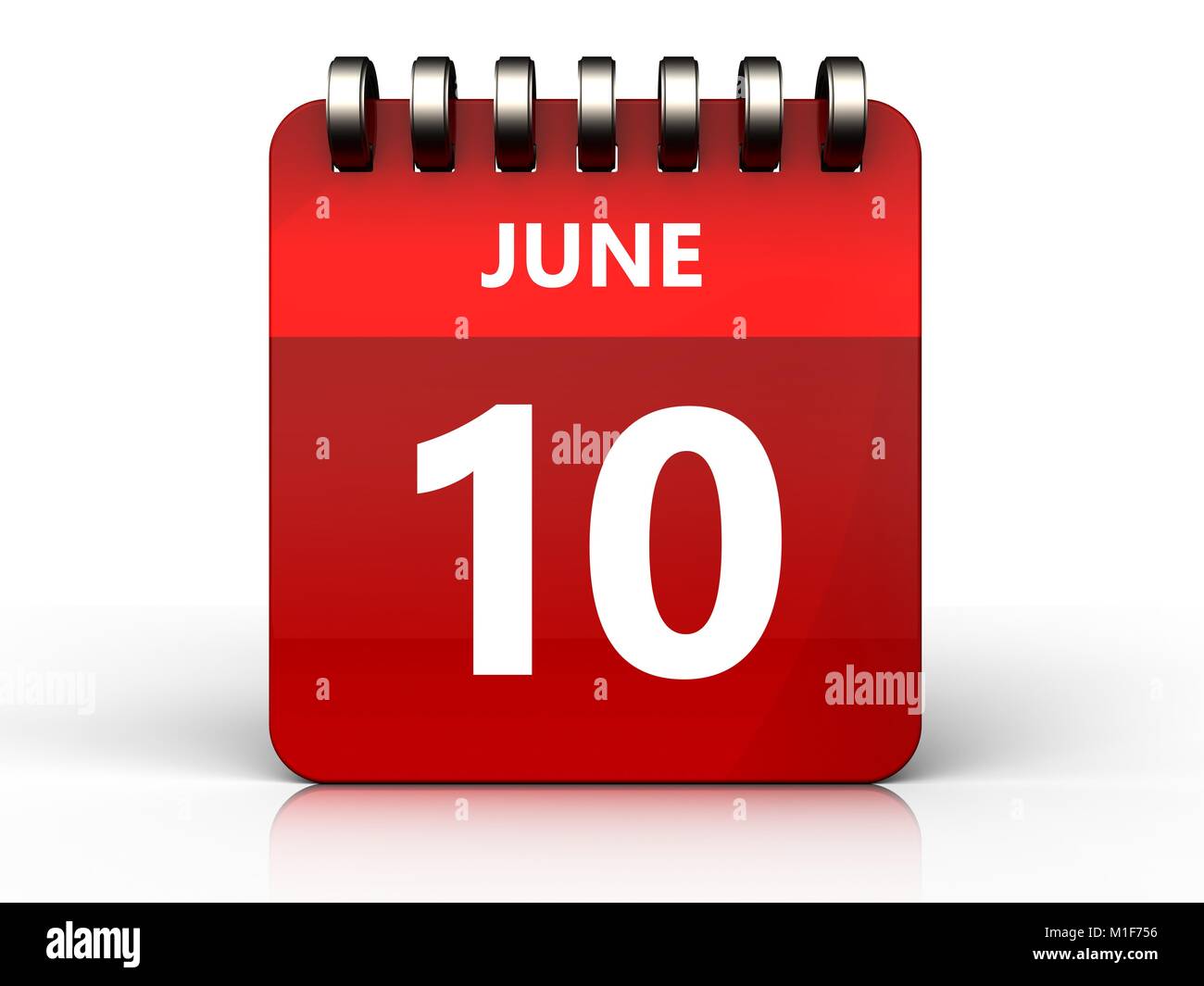 3d illustration of june 10 calendar over white background Stock Photo ...
