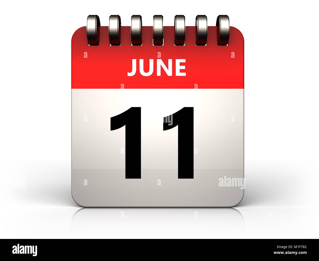 3d illustration of 11 june calendar over white background Stock Photo ...