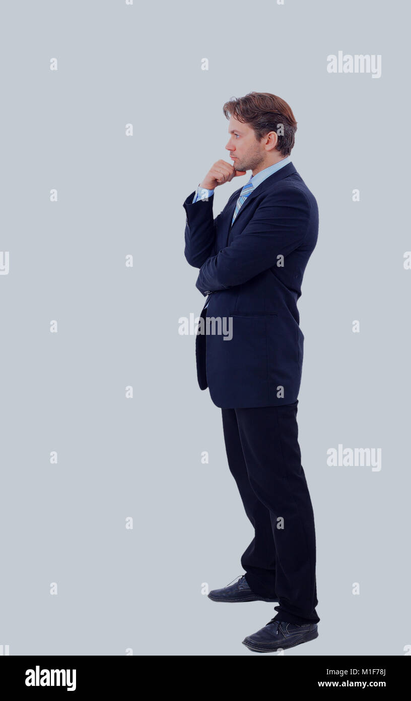 Full length profile of a middle aged business man Stock Photo - Alamy