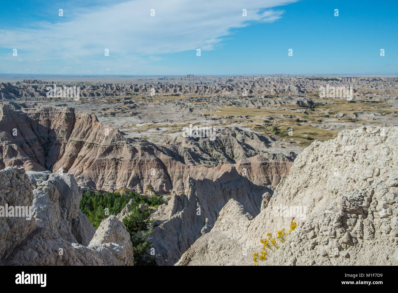 Geologic features in Badlands National Park in South Dakota Stock Photo ...