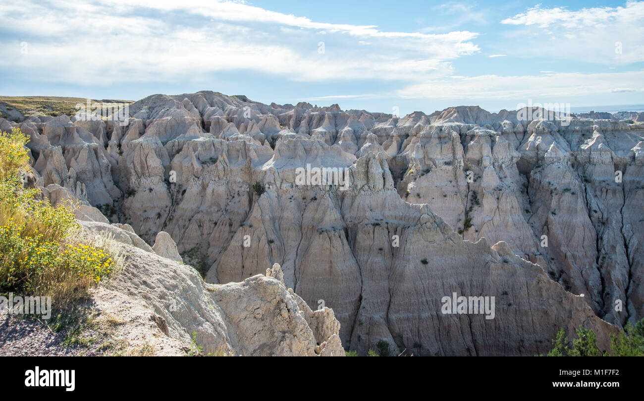 Geologic features in Badlands National Park in South Dakota Stock Photo ...