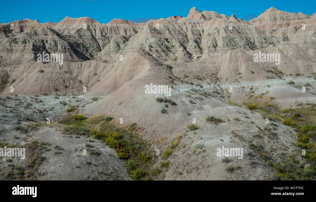 Geologic features in Badlands National Park in South Dakota Stock Photo ...