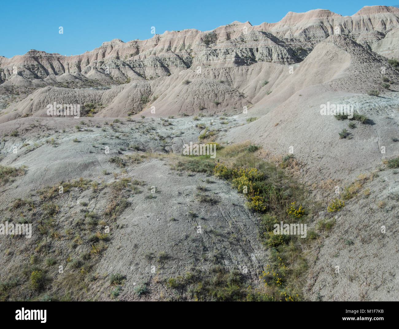Geologic features in Badlands National Park in South Dakota Stock Photo ...