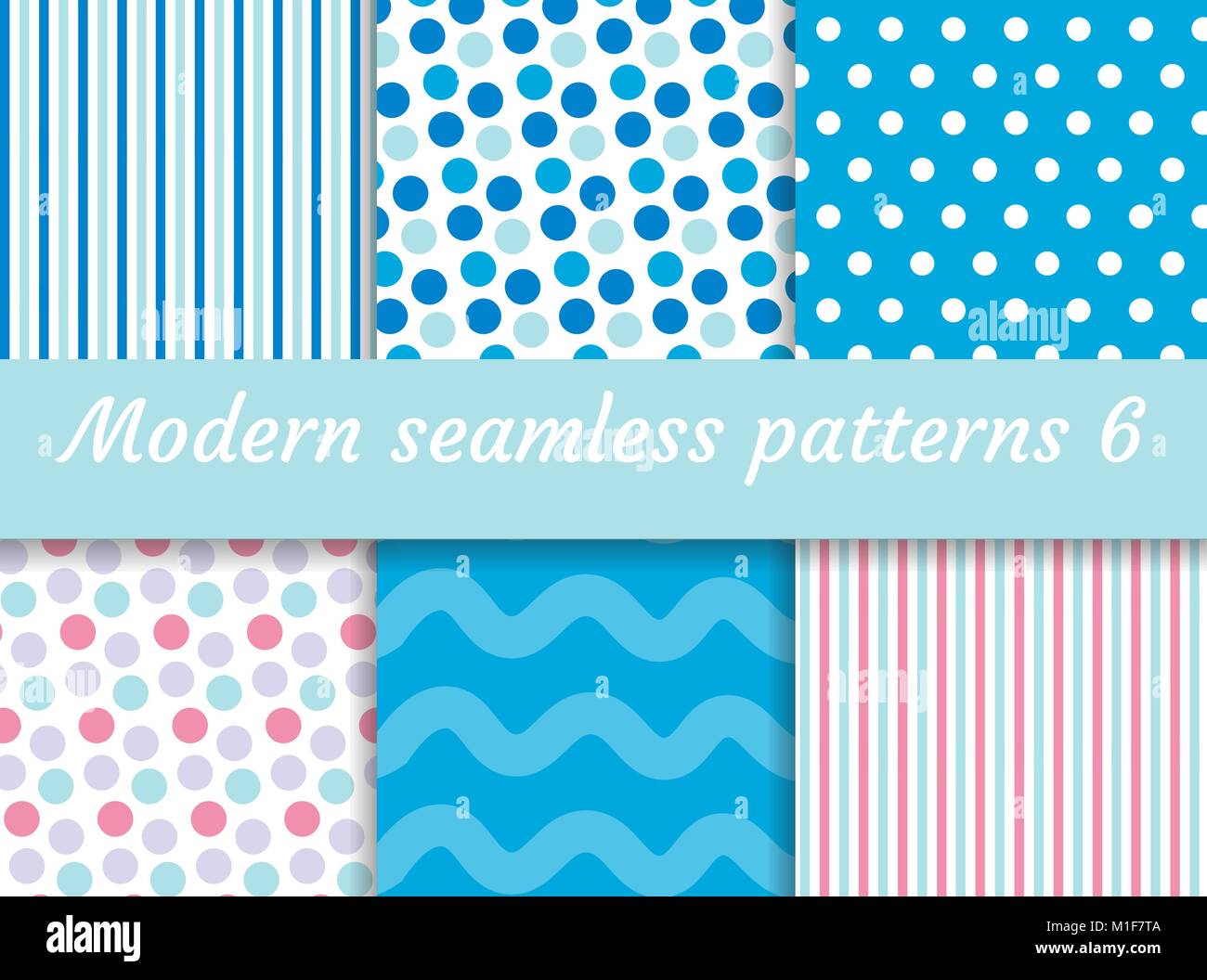 Polka dot, strips wave seamless pattern set. Digital Paper collection ...
