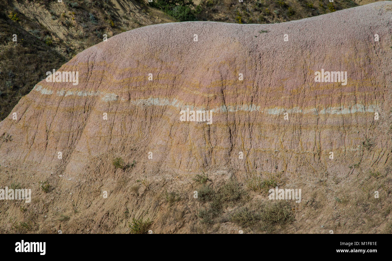 Geologic features in Badlands National Park in South Dakota Stock Photo ...