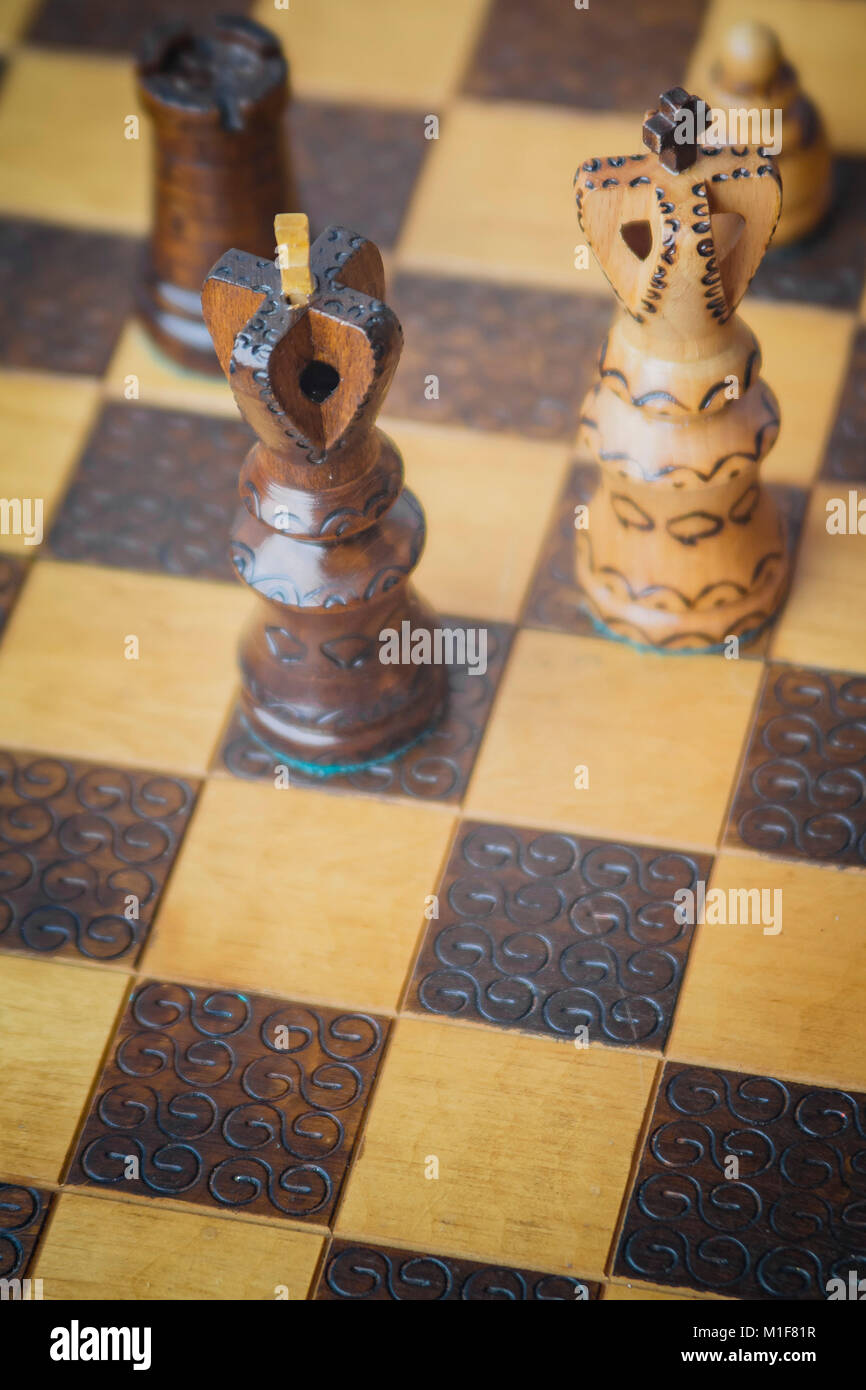 Tradition wooden chess figures Stock Photo - Alamy