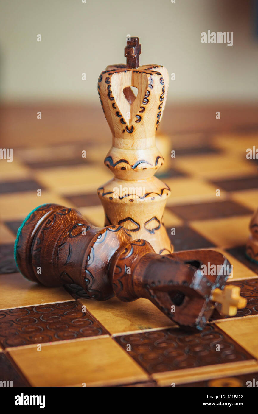 Tradition wooden chess figures Stock Photo - Alamy
