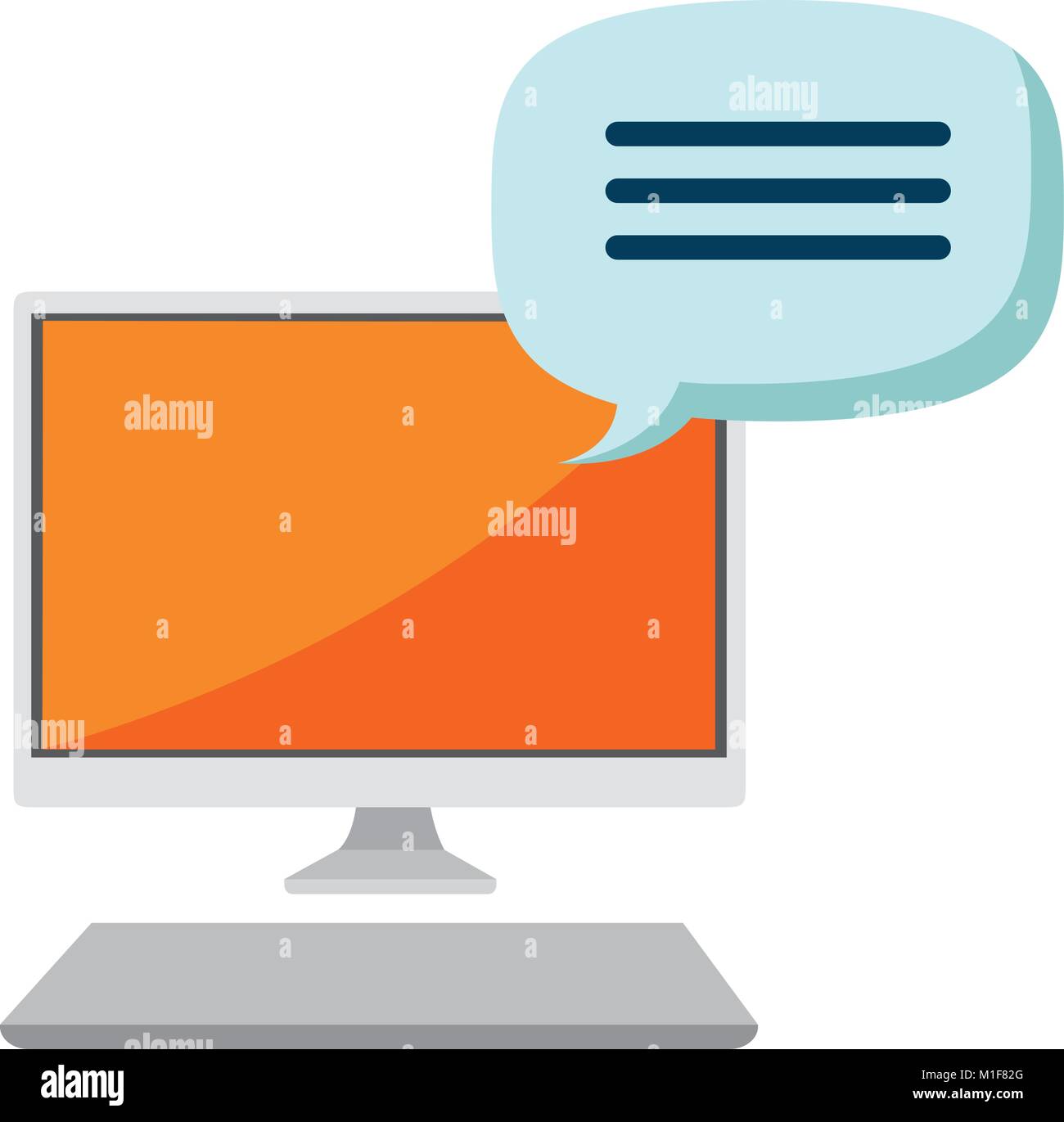 desktop computer with speech bubble vector illustration design Stock ...