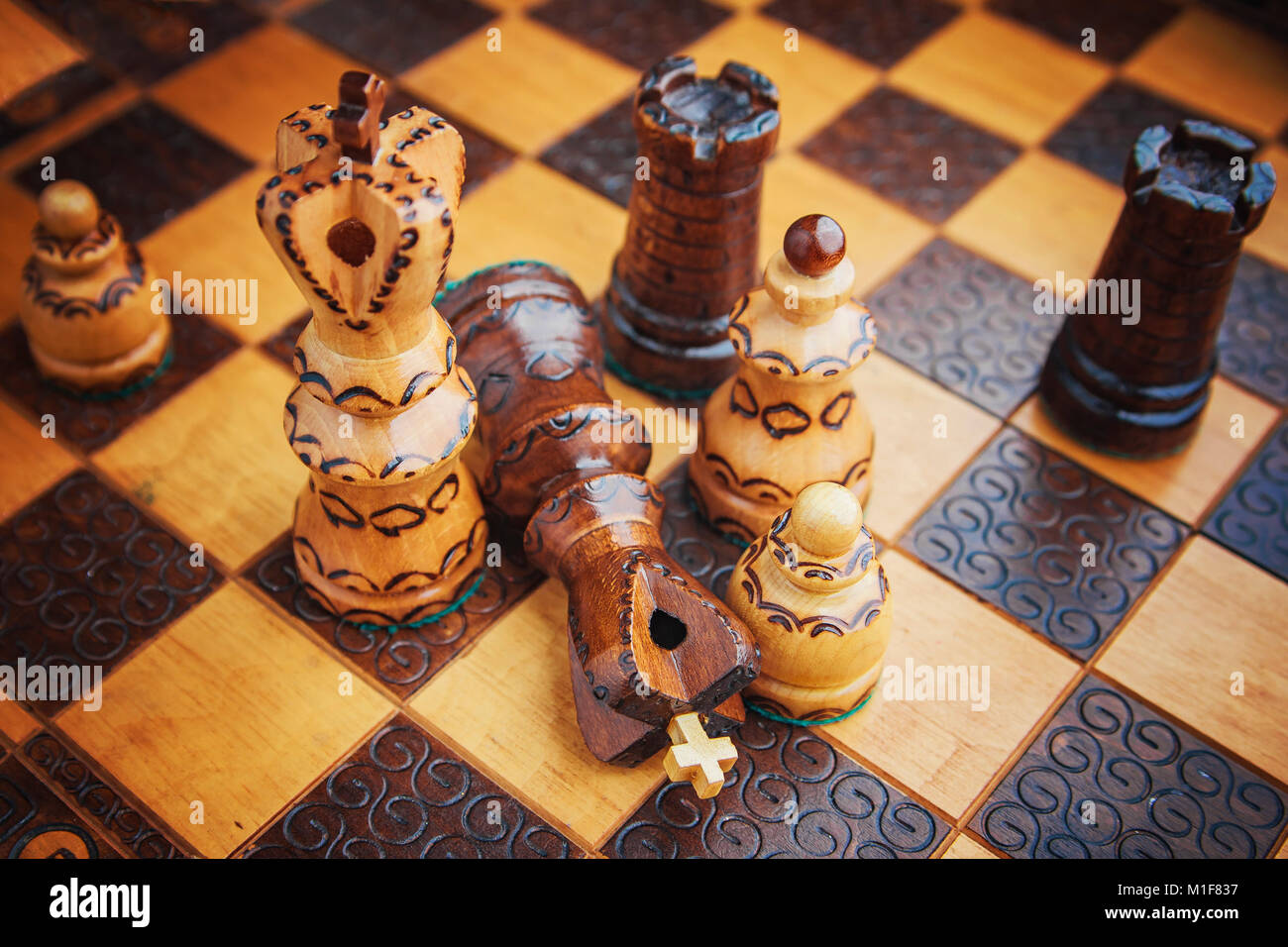 Tradition wooden chess figures Stock Photo - Alamy