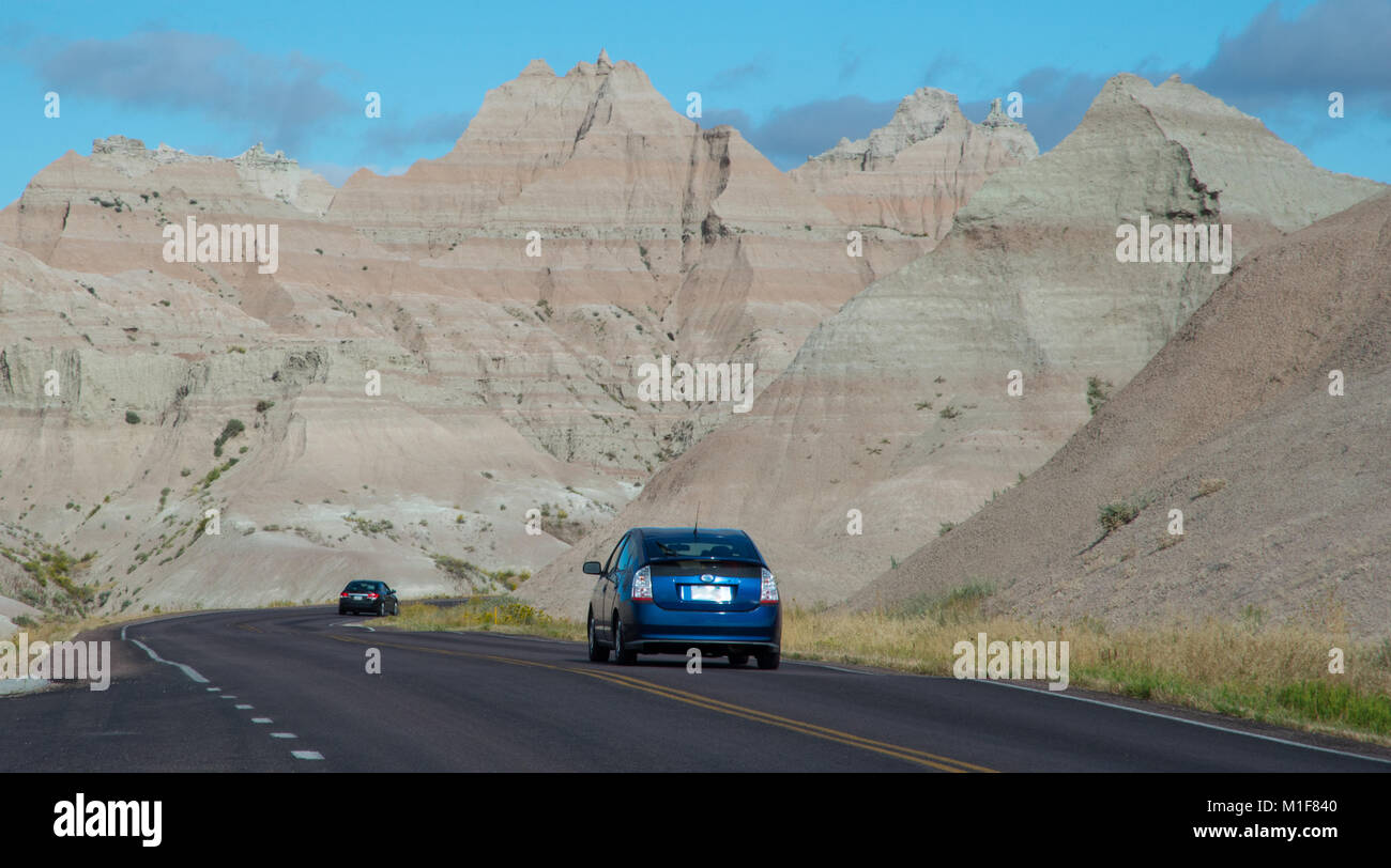 Geologic features in Badlands National Park in South Dakota Stock Photo ...