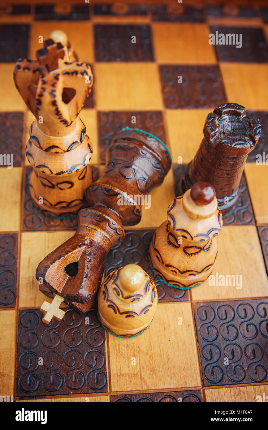 Tradition wooden chess figures Stock Photo - Alamy