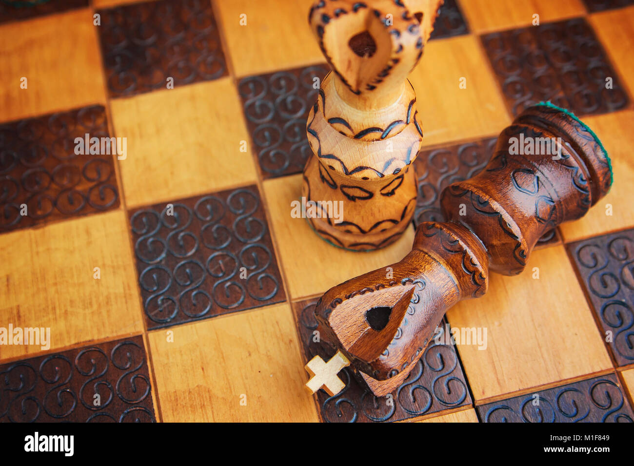 Tradition wooden chess figures Stock Photo - Alamy