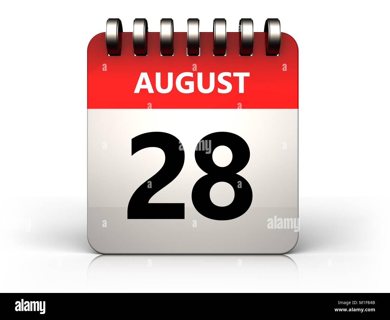3d illustration of 28 august calendar over white background Stock Photo ...