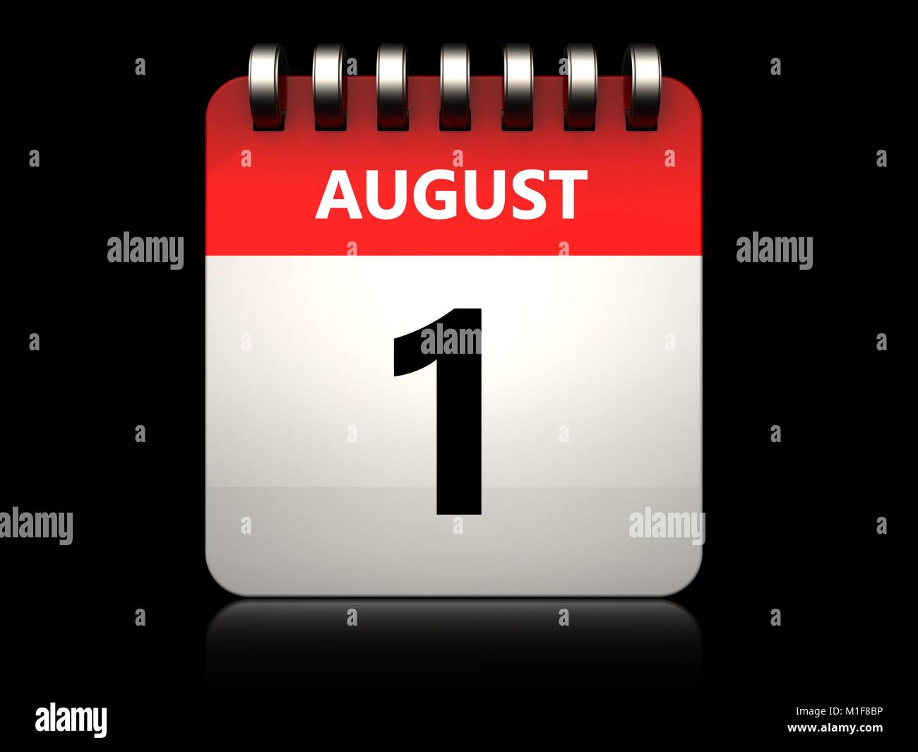 3d illustration of 1 august calendar over black background Stock Photo ...