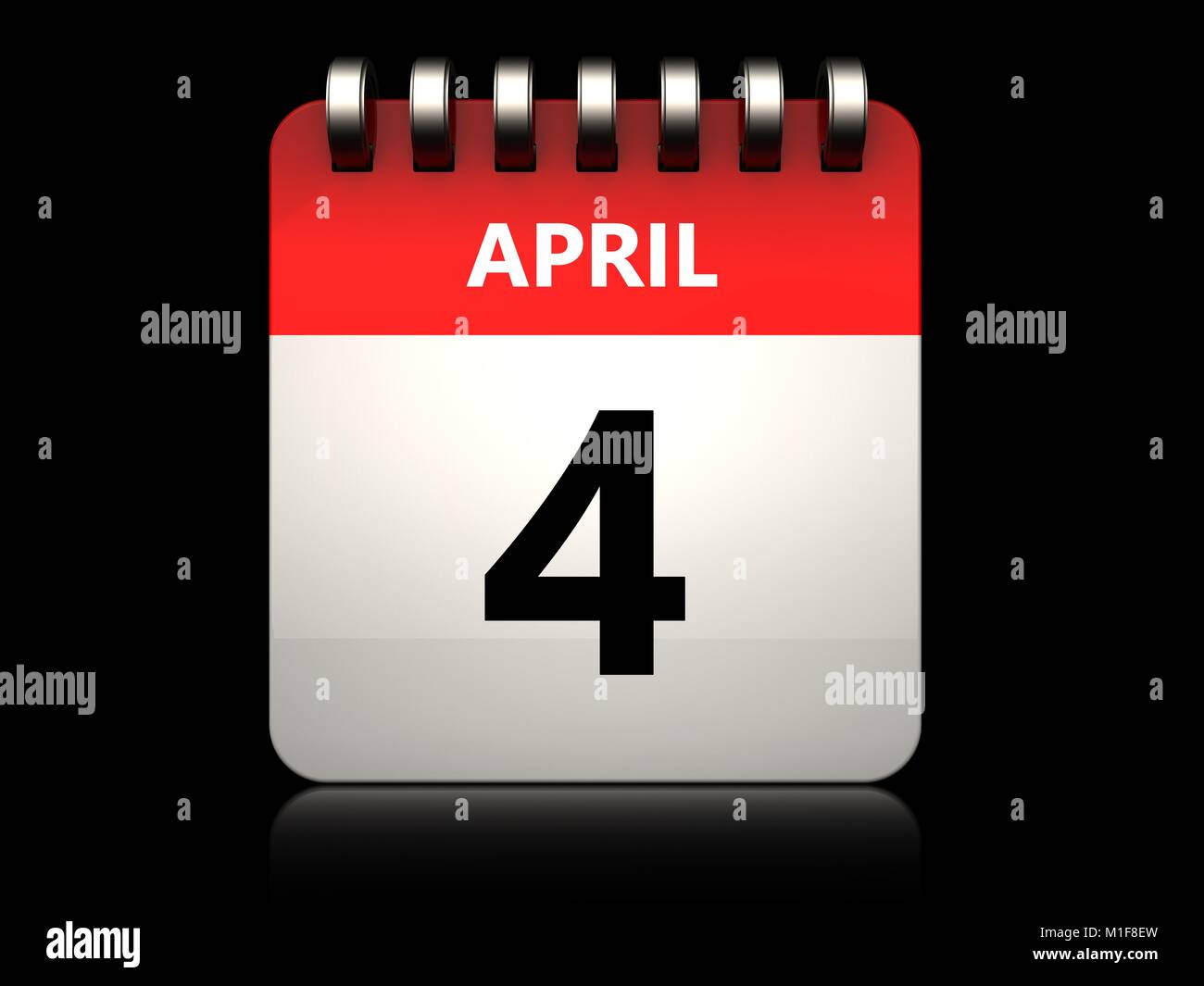 3d illustration of 4 april calendar over black background Stock Photo ...