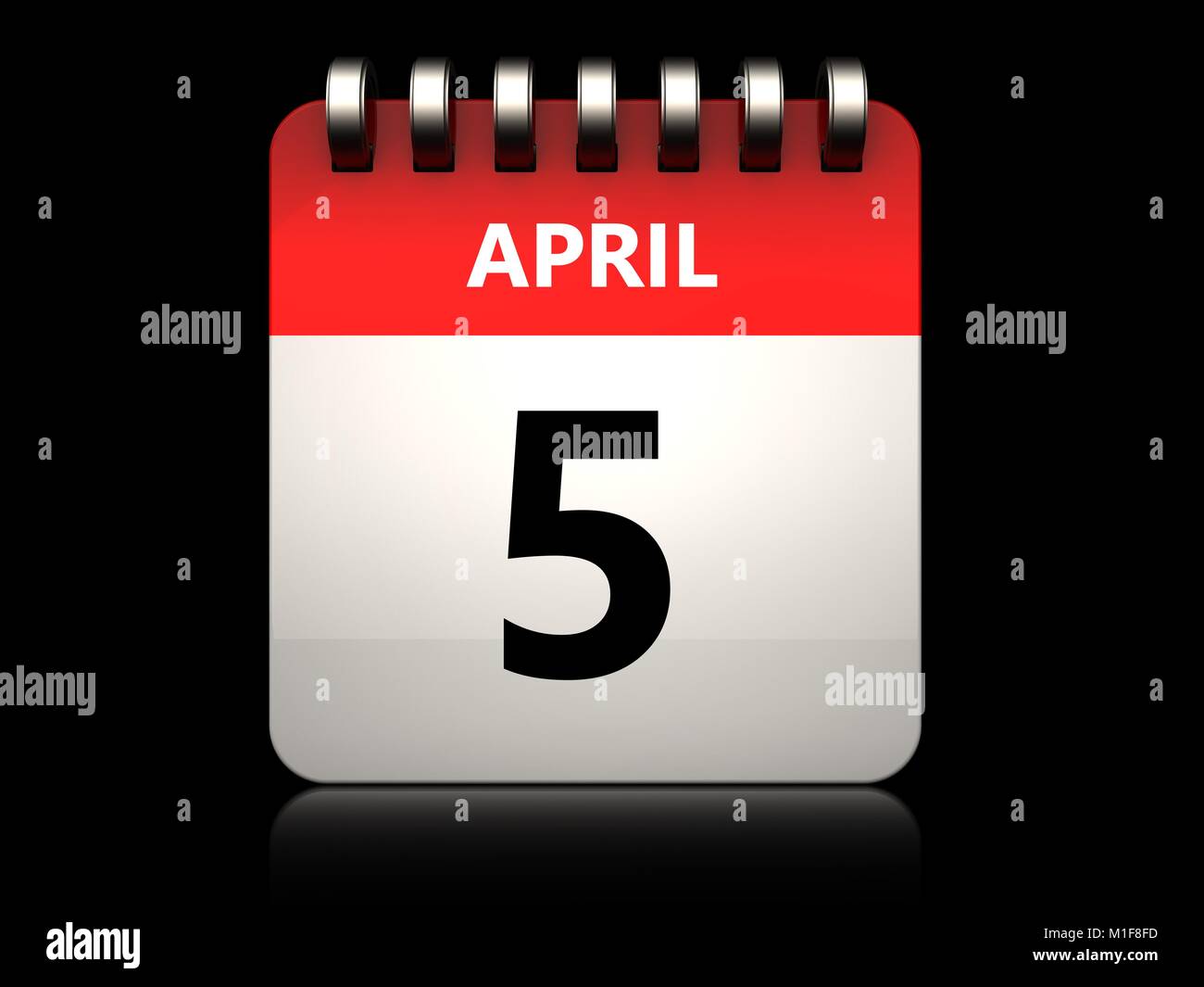 3d illustration of 5 april calendar over black background Stock Photo ...