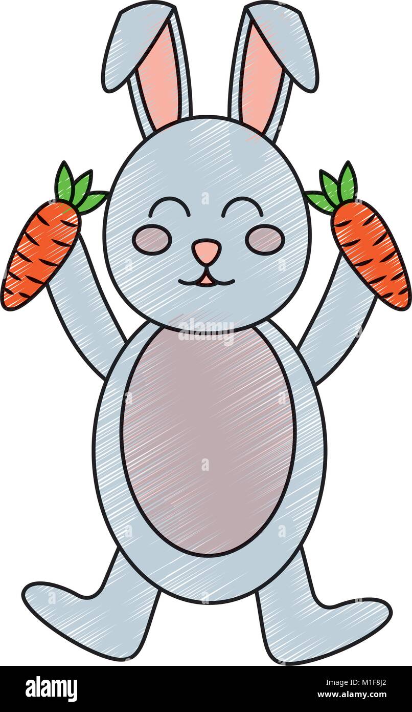 cute little happy bunny holding carrots Stock Vector Image & Art - Alamy