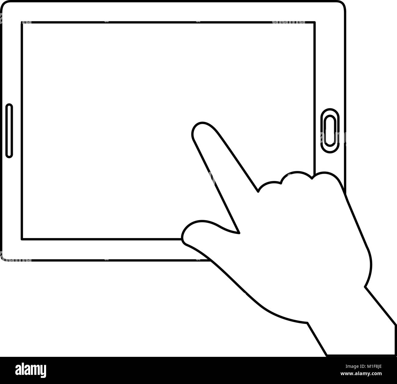 hands using tablet device vector illustration design Stock Vector Image ...