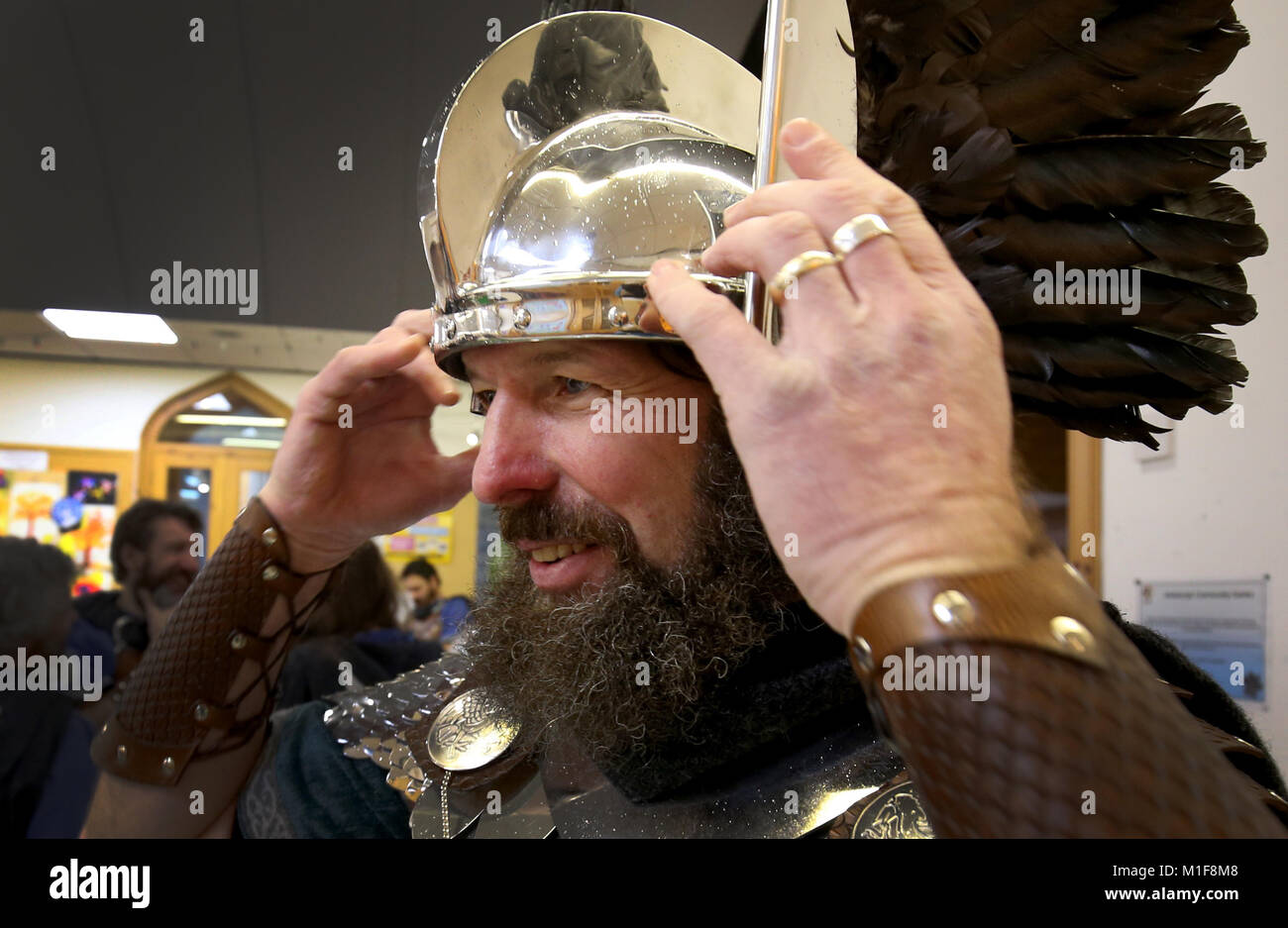 Stewart Jamieson, the Guizer Jarl, gets dressed in his Viking suit ...