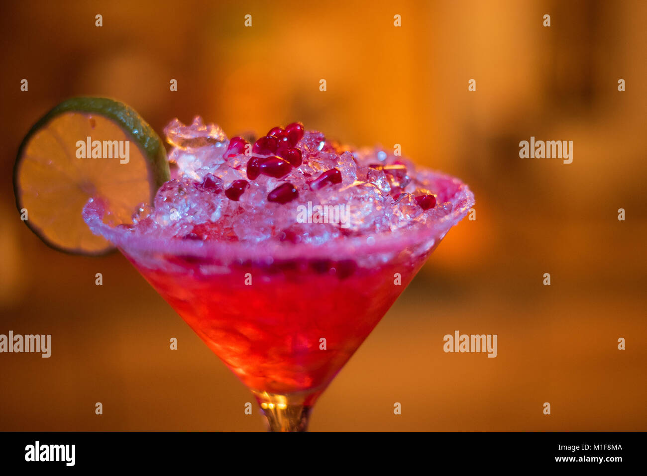 Alcohol bar, cocktail glass on bar counter, cocktail glass in a bar ...