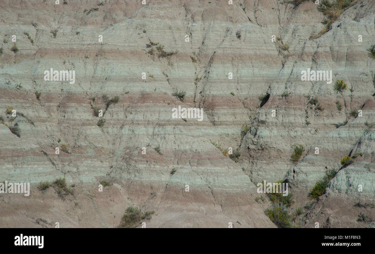 Geologic features in Badlands National Park in South Dakota Stock Photo ...
