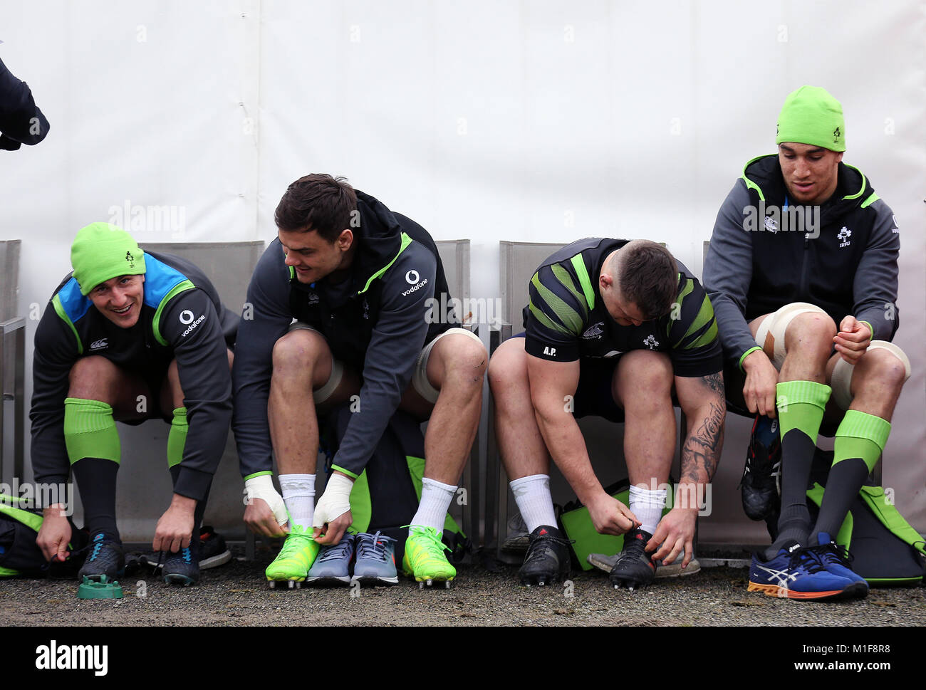 Ireland's (from left) Ian Keatley, Quinn Roux, Andrew Porter, and Ultan ...