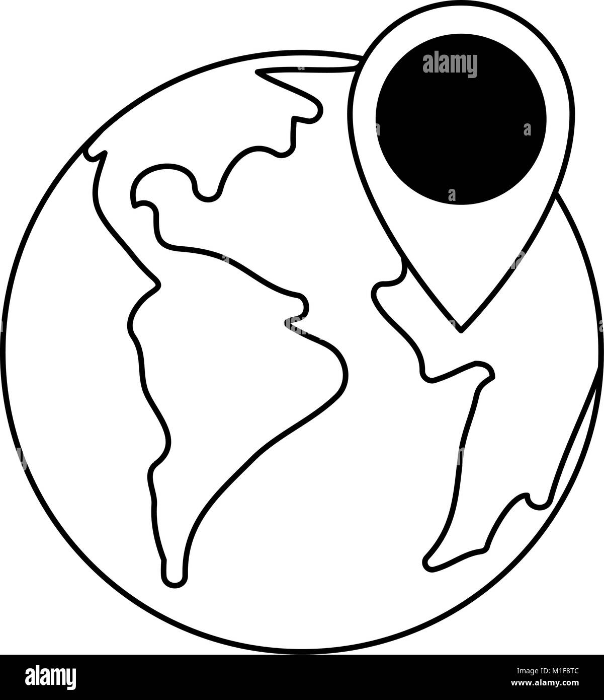 earth planet with pointer location vector illustration design Stock ...